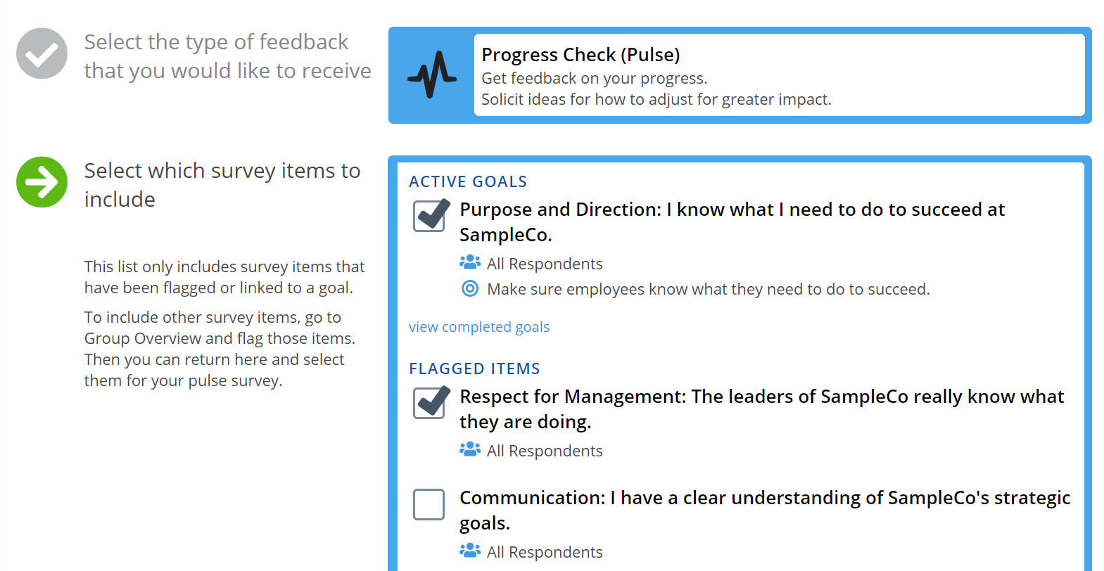 Employee Engagement Survey Results, Sample Report Progress Check